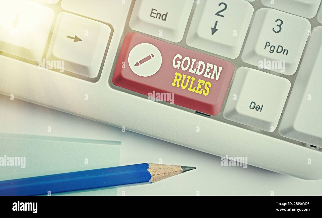 Handwriting text writing Golden Rules. Conceptual photo Basic principle ...