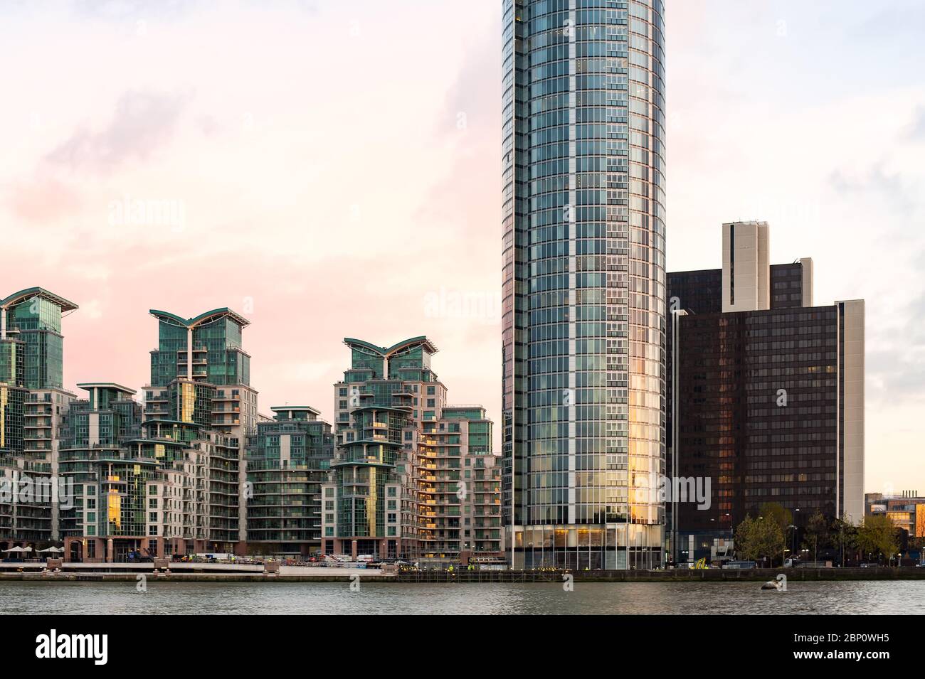 Stunning view of the St George Wharf area illuminated by a beautiful ...