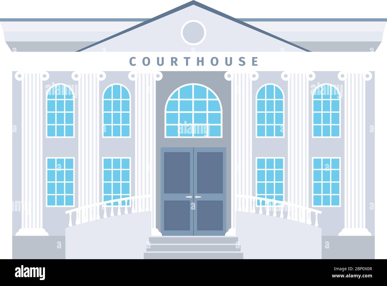 Courthouse flat building icon in blue colors isotaled on white ...