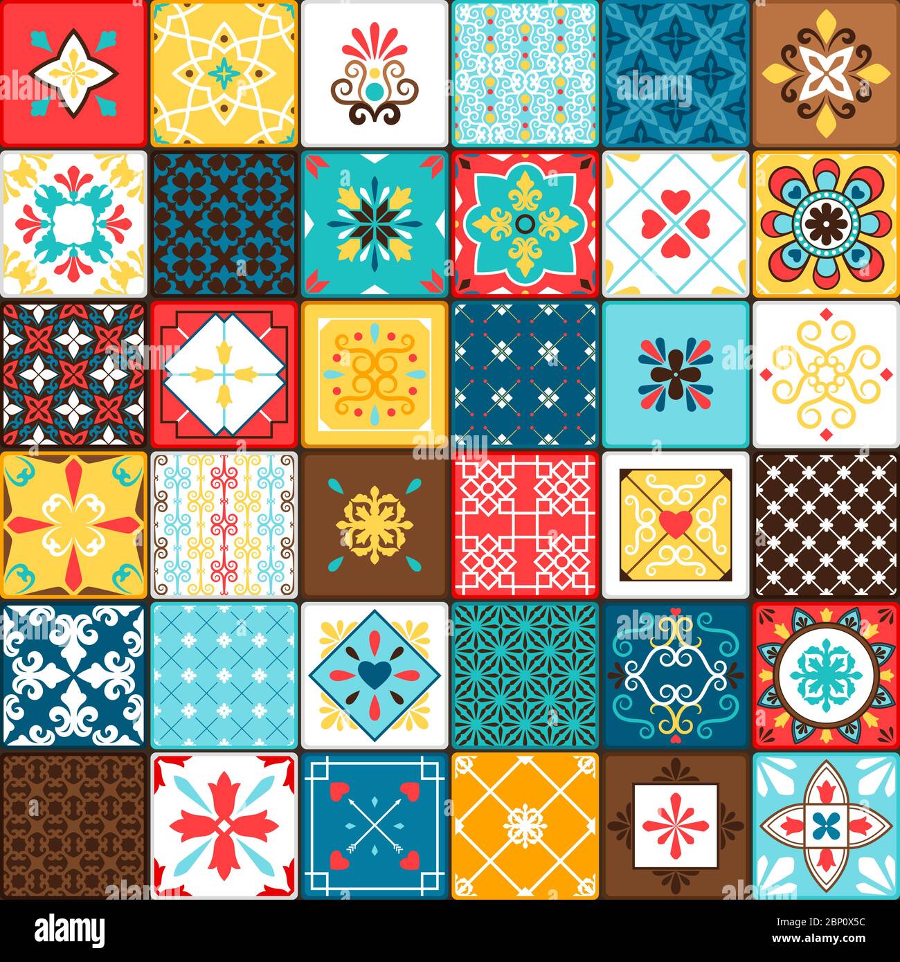 Ceramic tiles vector illustration. Oriental style vintage motif ...