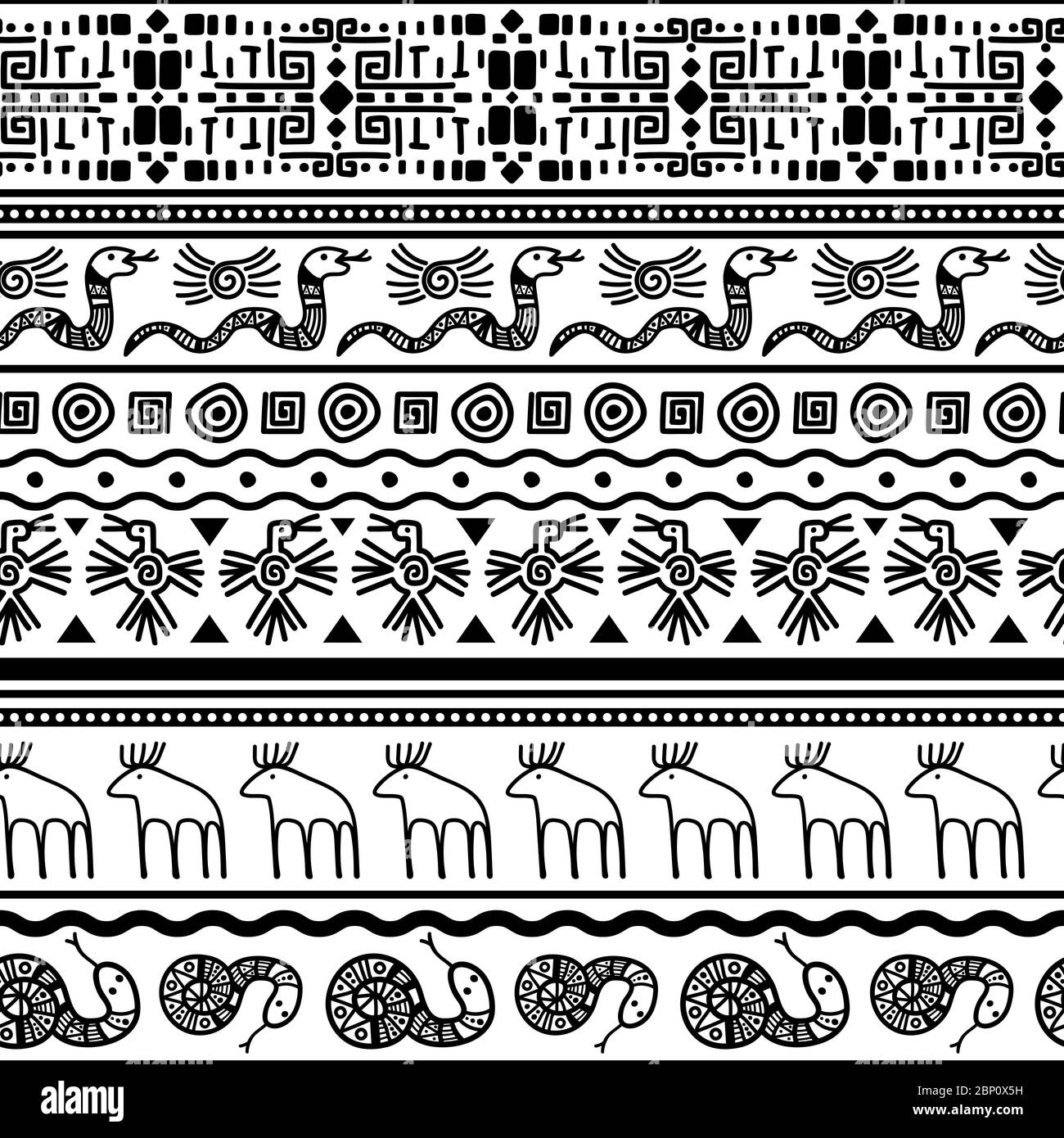 Tribal mexican seamless pattern. Vector floral and animals textile ...