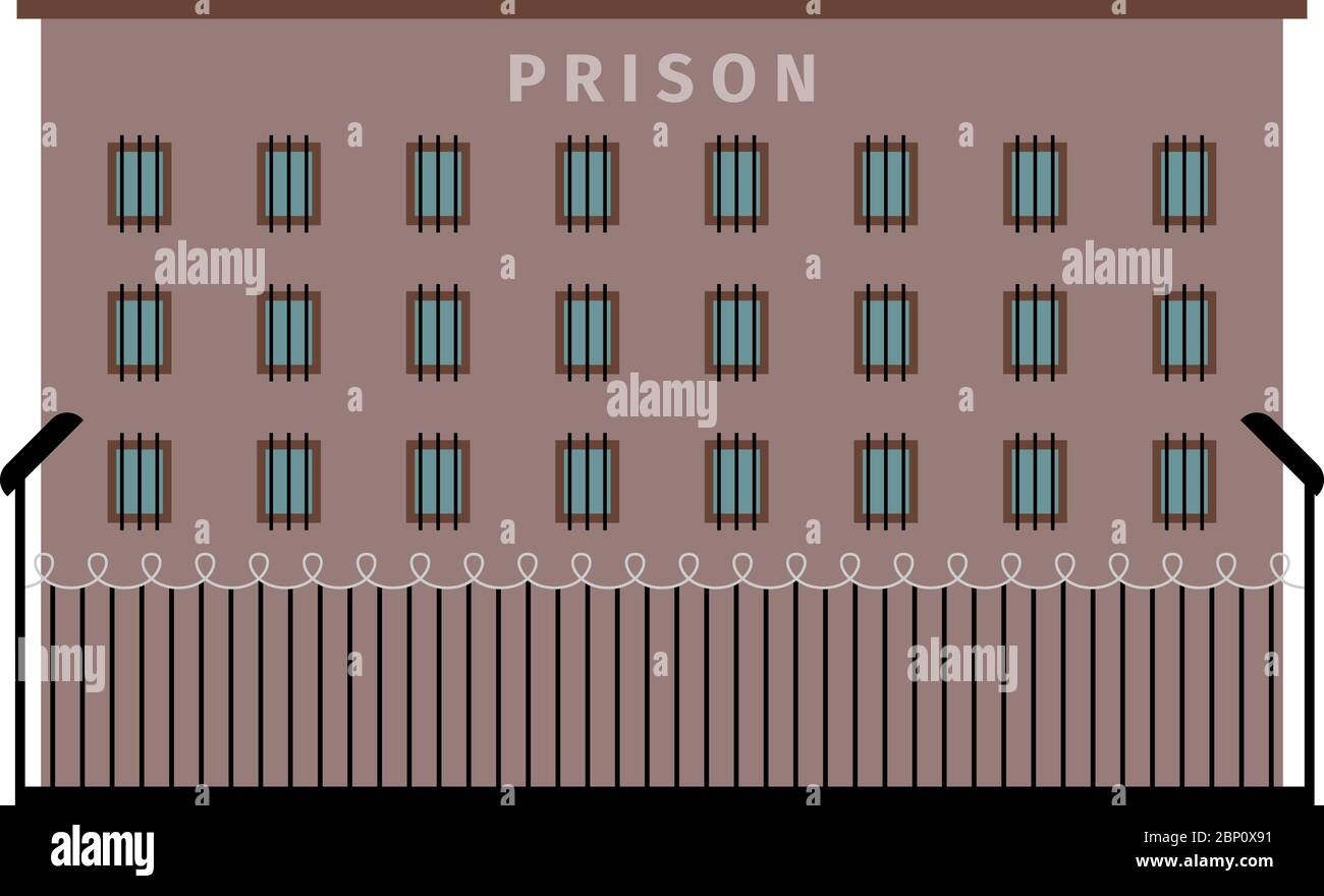 Prison building dark color flat icon on white background. Vector ...
