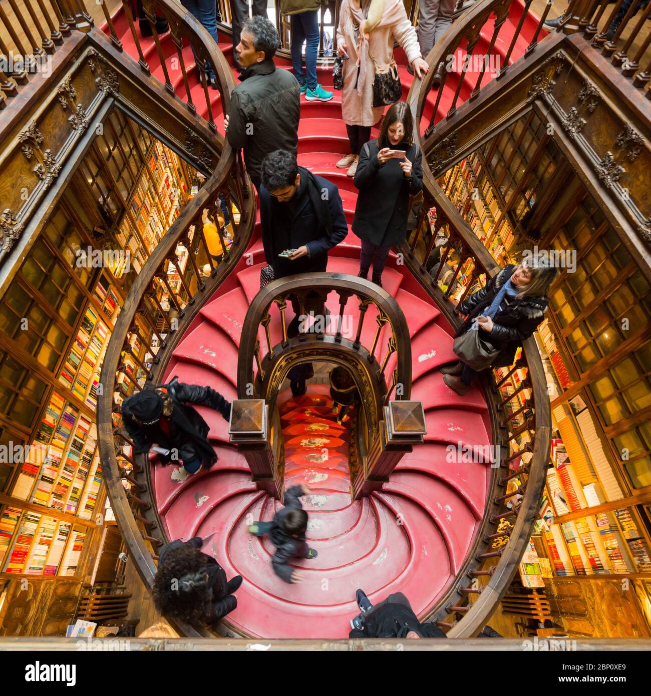 Staircase in the famous bookstore livraria lello in porto hi-res stock ...
