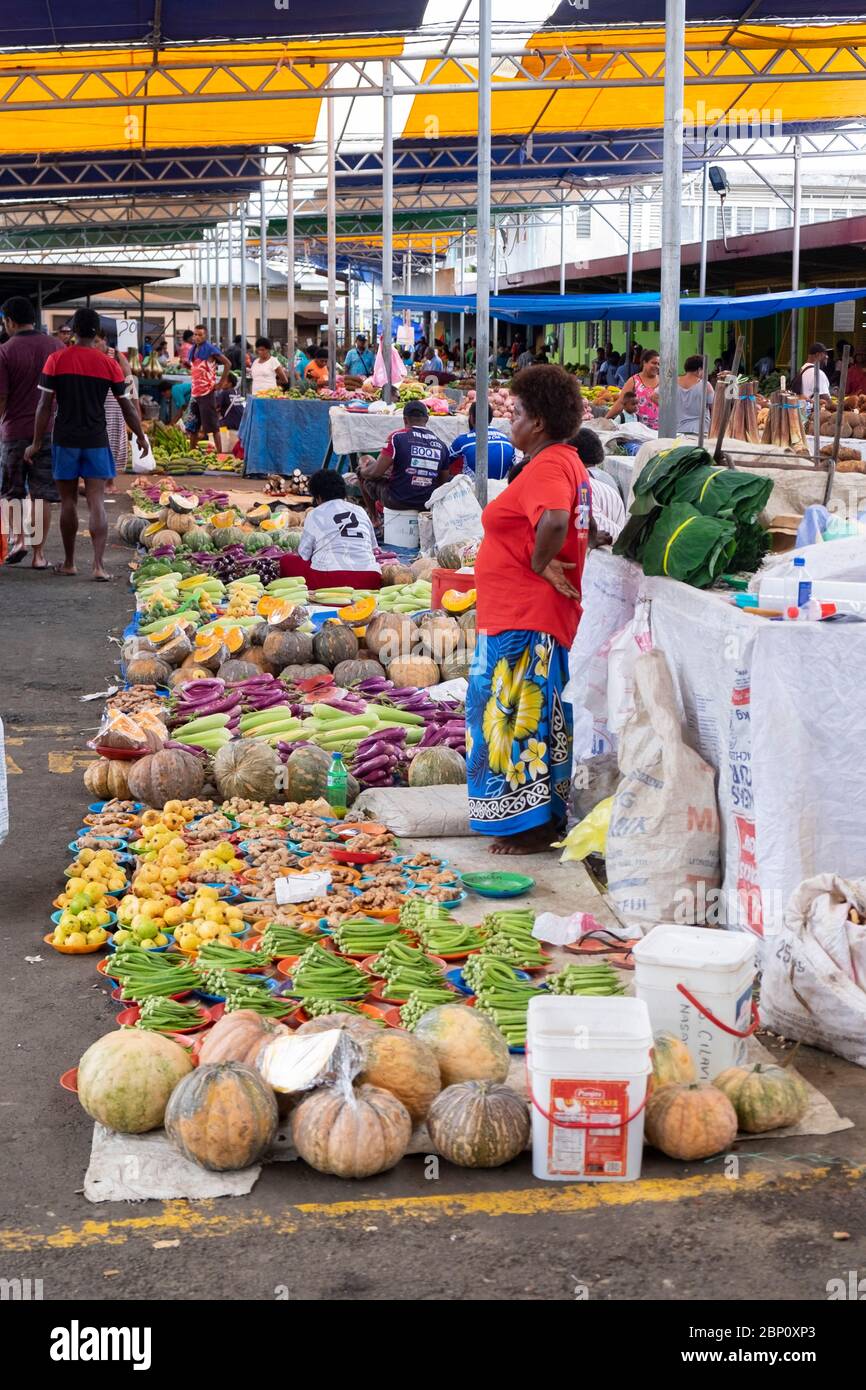 Fruit and vegetable market,Suva,Viti Levu, Fiji, South Pacific Stock ...