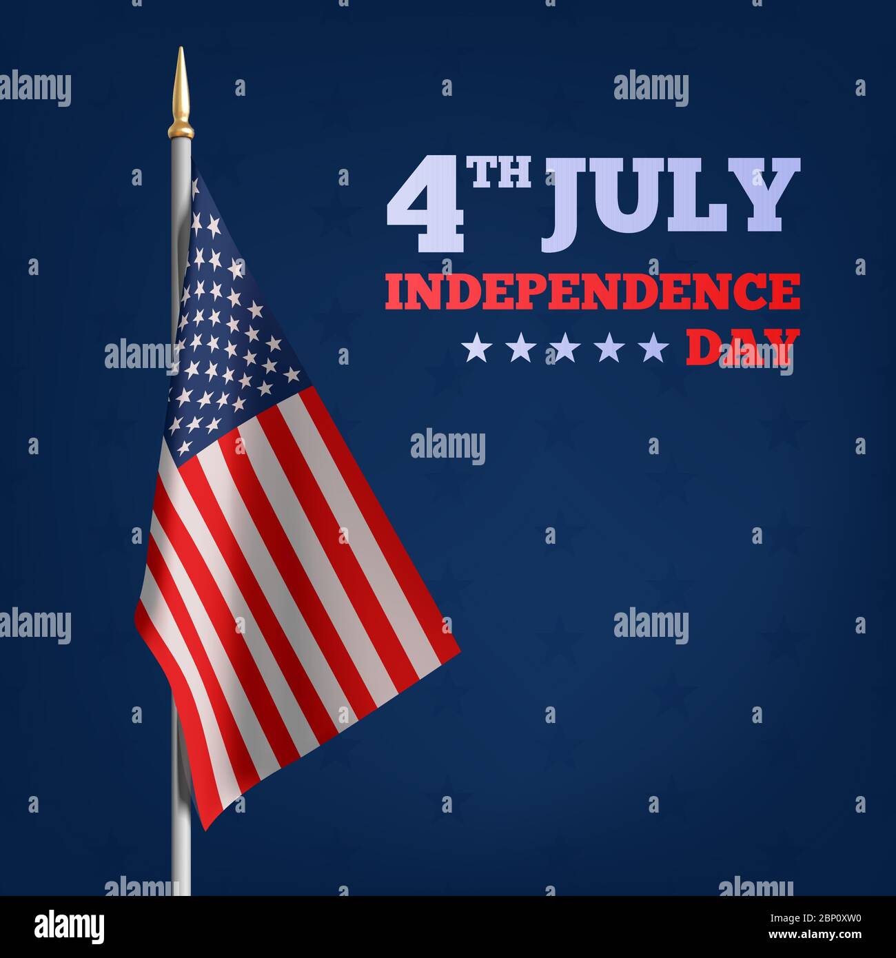 Happy 4th of July USA Independence Day. Waving flag of the america. 3D ...
