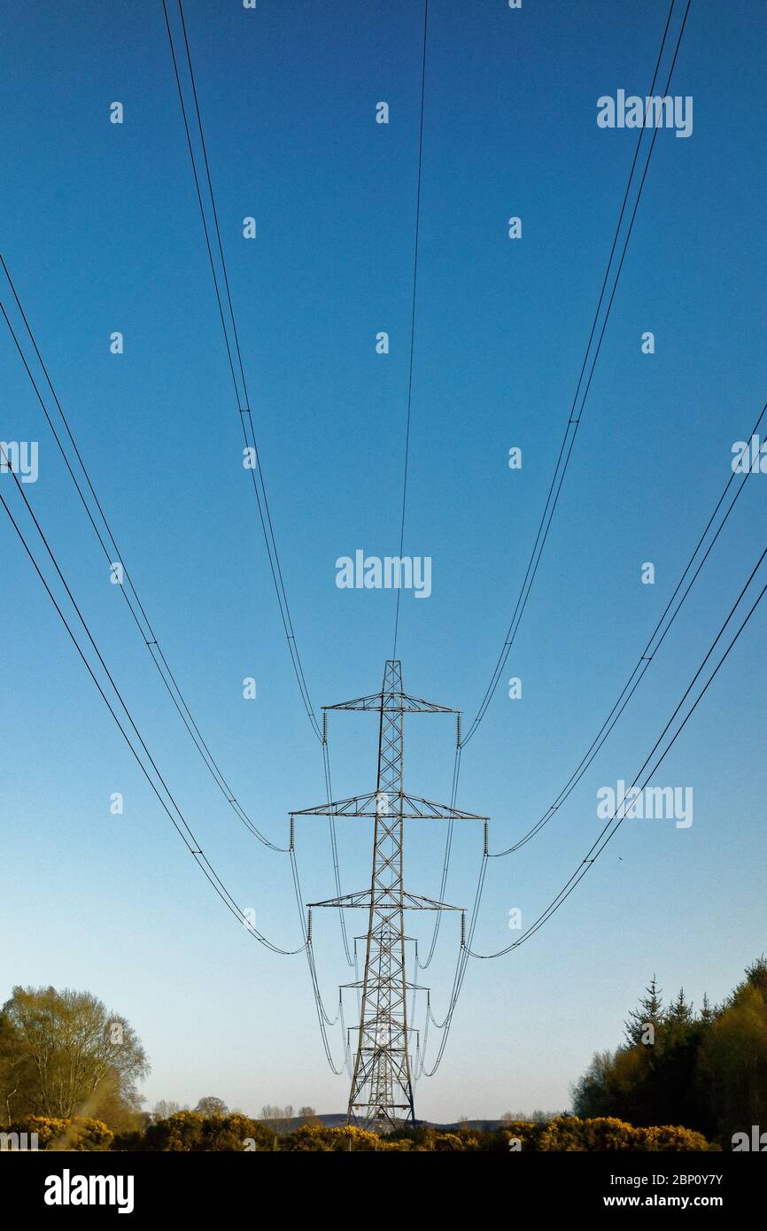 A Power Transmission Line Pylon in Perthshire, Scotland Stock Photo - Alamy