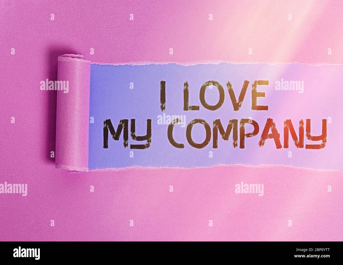 Writing note showing I Love My Company. Business concept for tell why ...