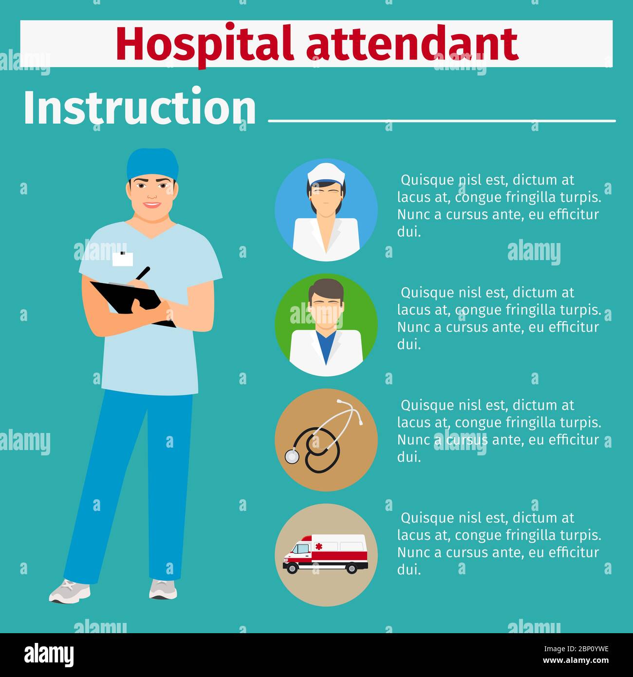 Medical equipment instruction manuals with icons for hospital attendant ...