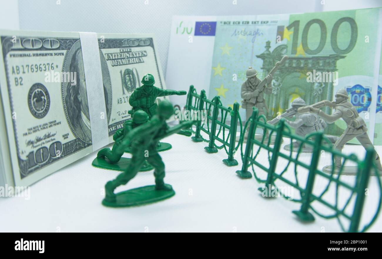 Financial war concept. Currency financial war concept dollar and euro ...