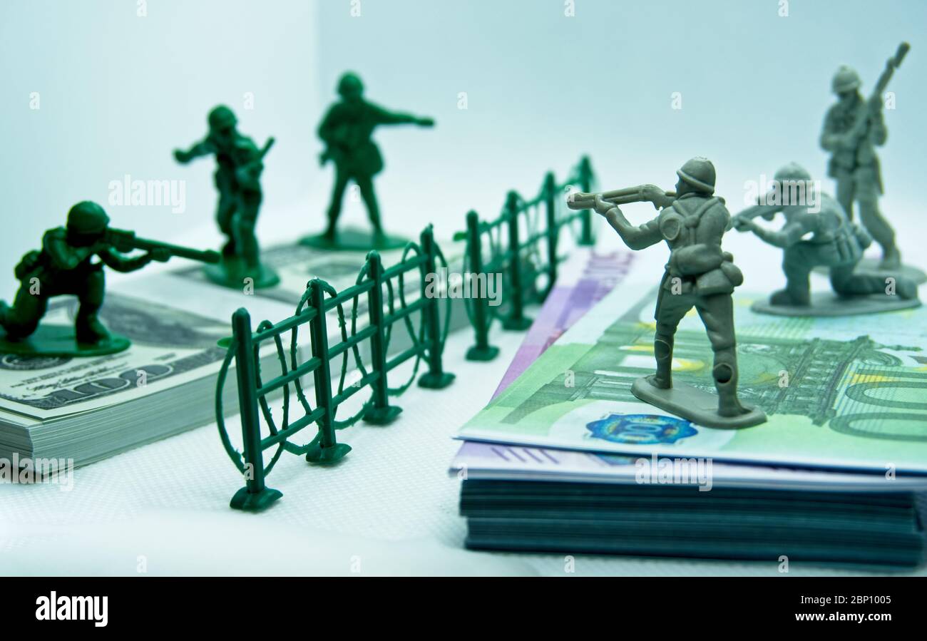 Financial war concept. Currency financial war concept dollar and euro ...