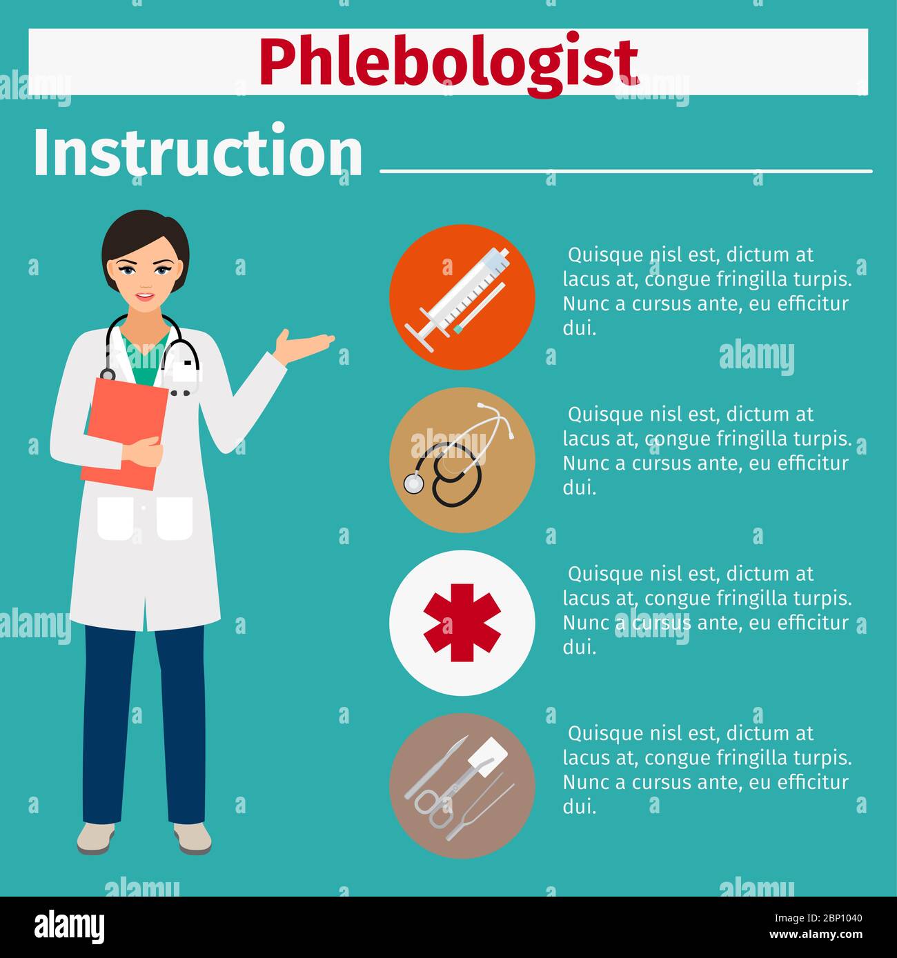 Medical equipment instruction manuals with icons for phlebologist ...