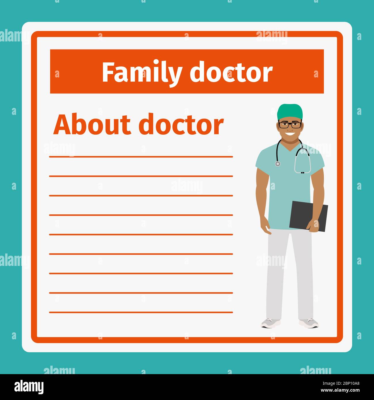 Medical professional notes about family doctor vector template Stock ...