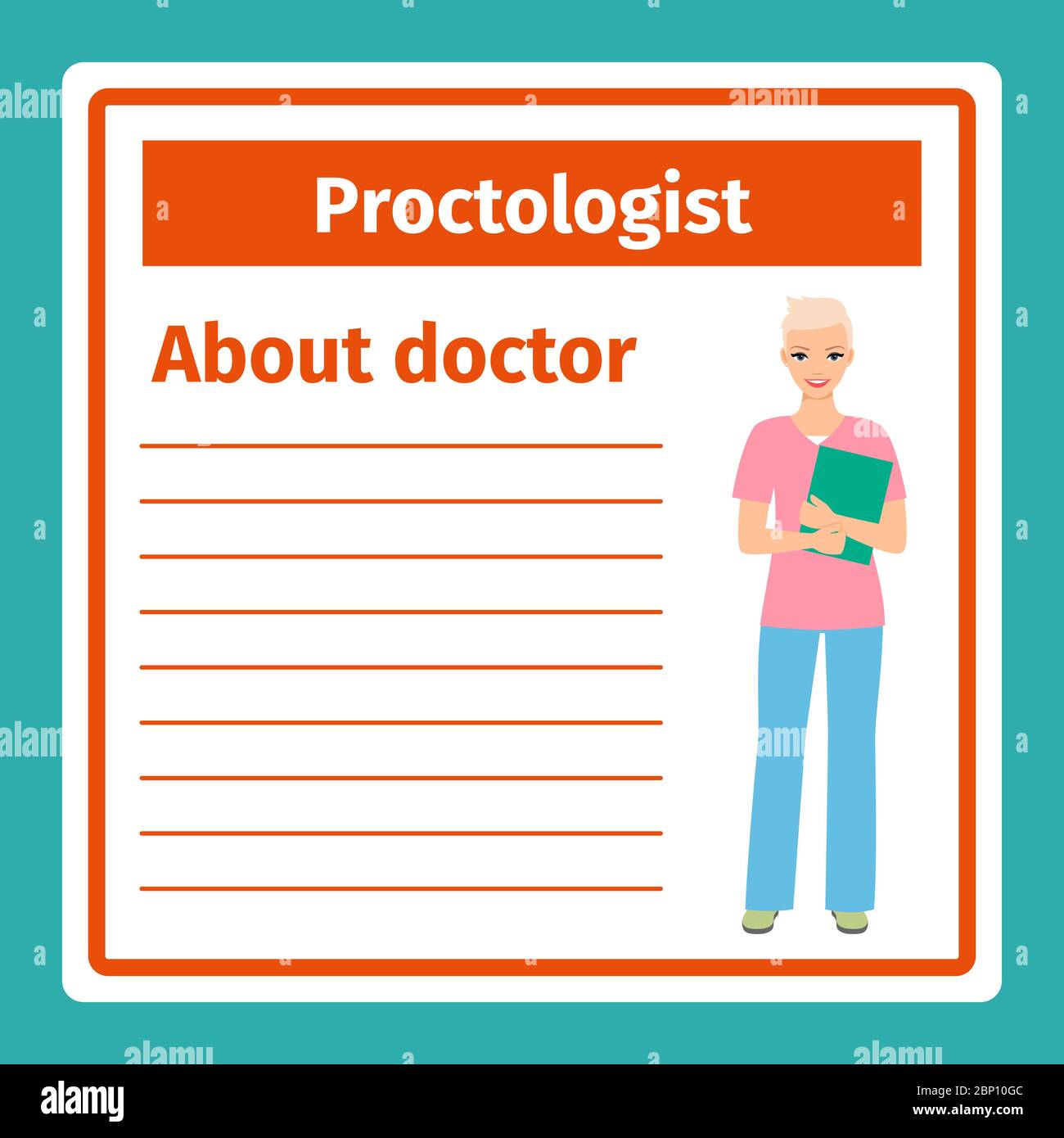 Medical professional notes about proctologist template. Vector ...