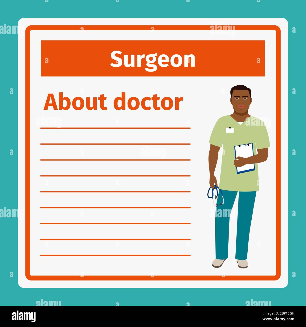 Medical professional notes about surgeon template. Vector illustration ...