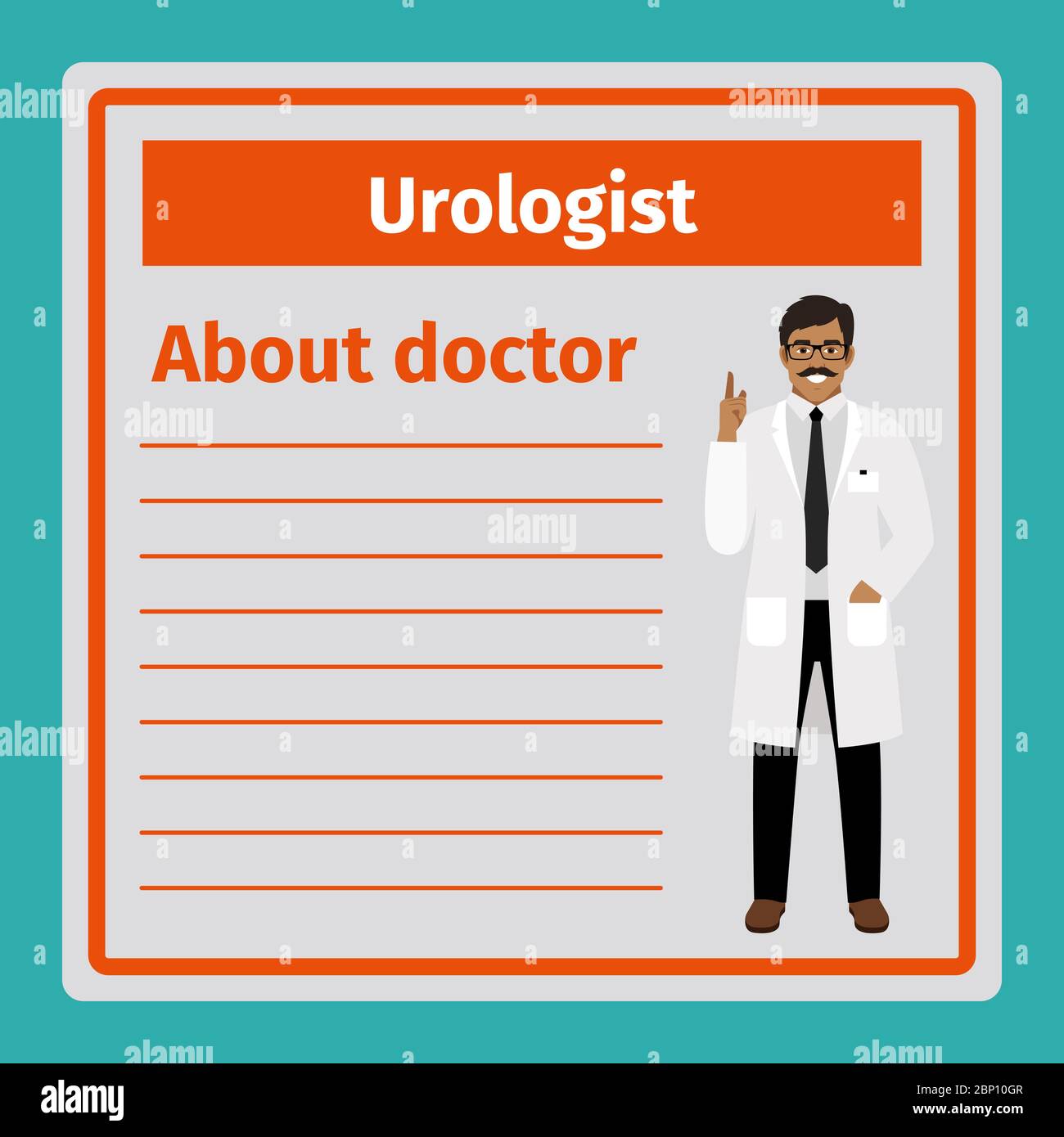 Medical professional notes about urologist template. Vector ...