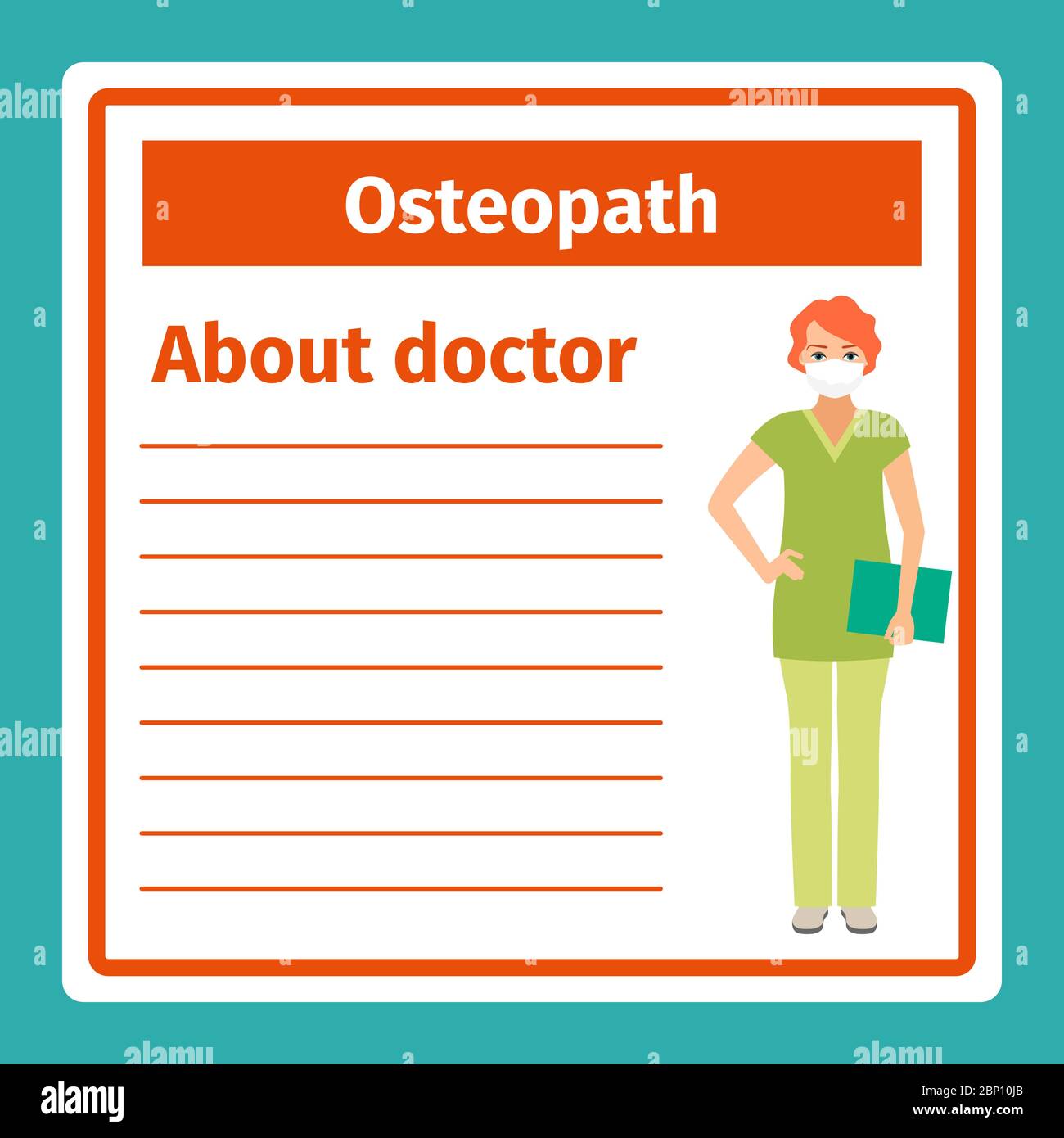 Medical professional notes about osteopath template. Vector ...
