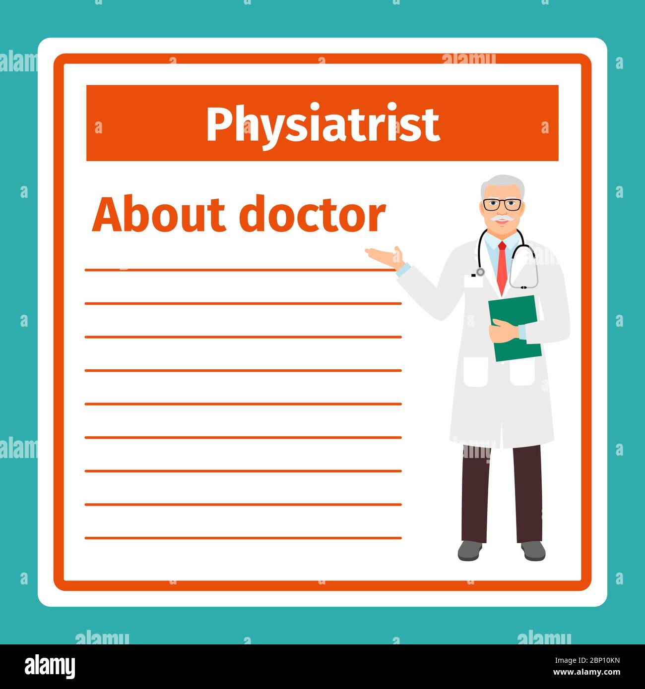 Medical professional notes about physiatrist template. Vector ...