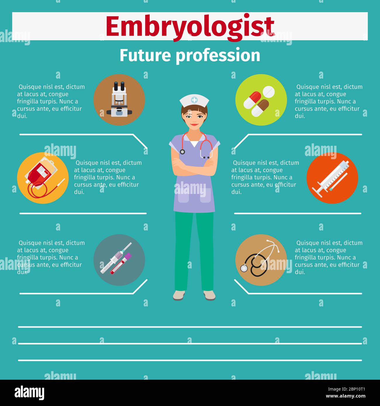 Future profession embryologist infographic for students, vector ...