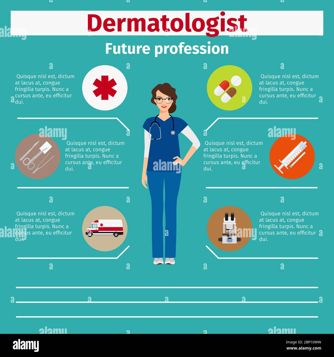 Future profession dermatologist infographic for students, vector ...