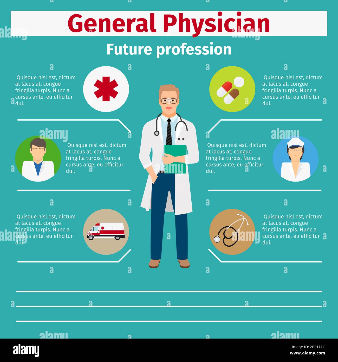 Future profession general physician infographic for students, vector ...