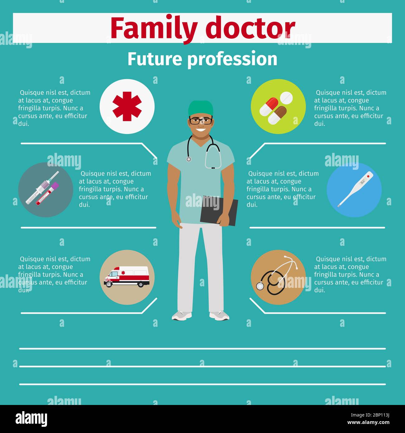 Future profession family doctor infographic for students, vector ...
