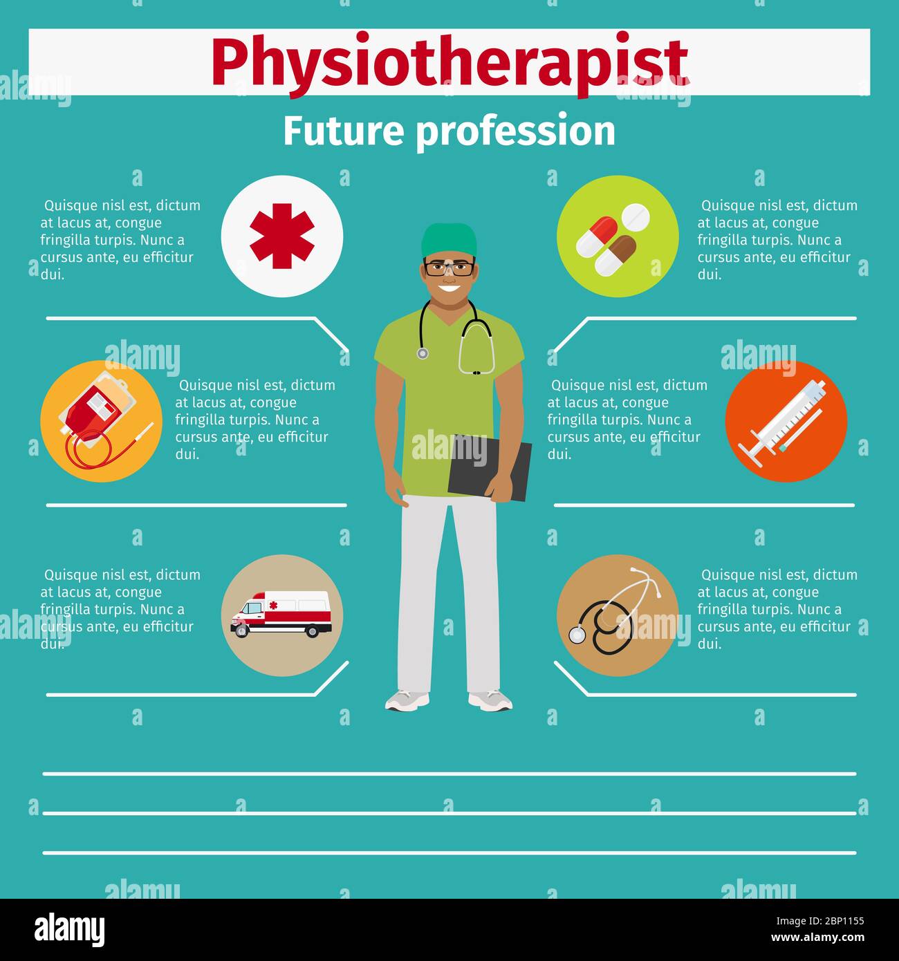 Future profession physiotherapist infographic for students, vector ...