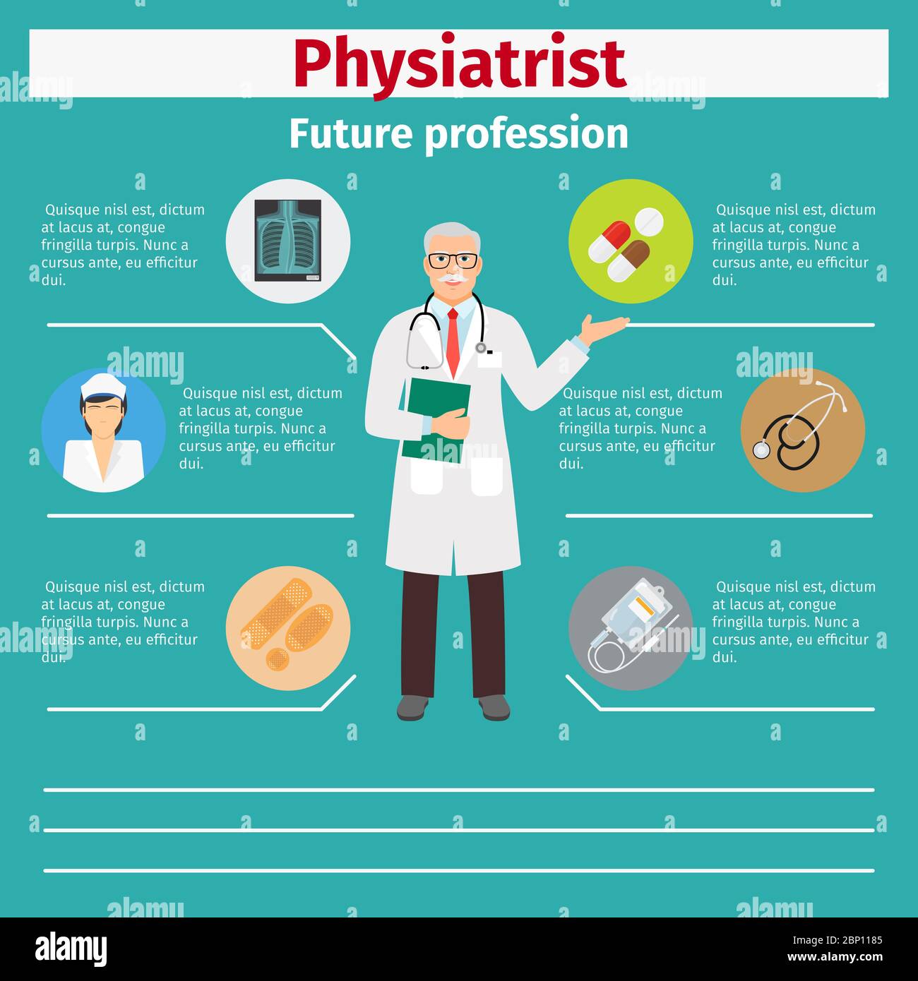 Future profession physiatrist infographic for students, vector ...