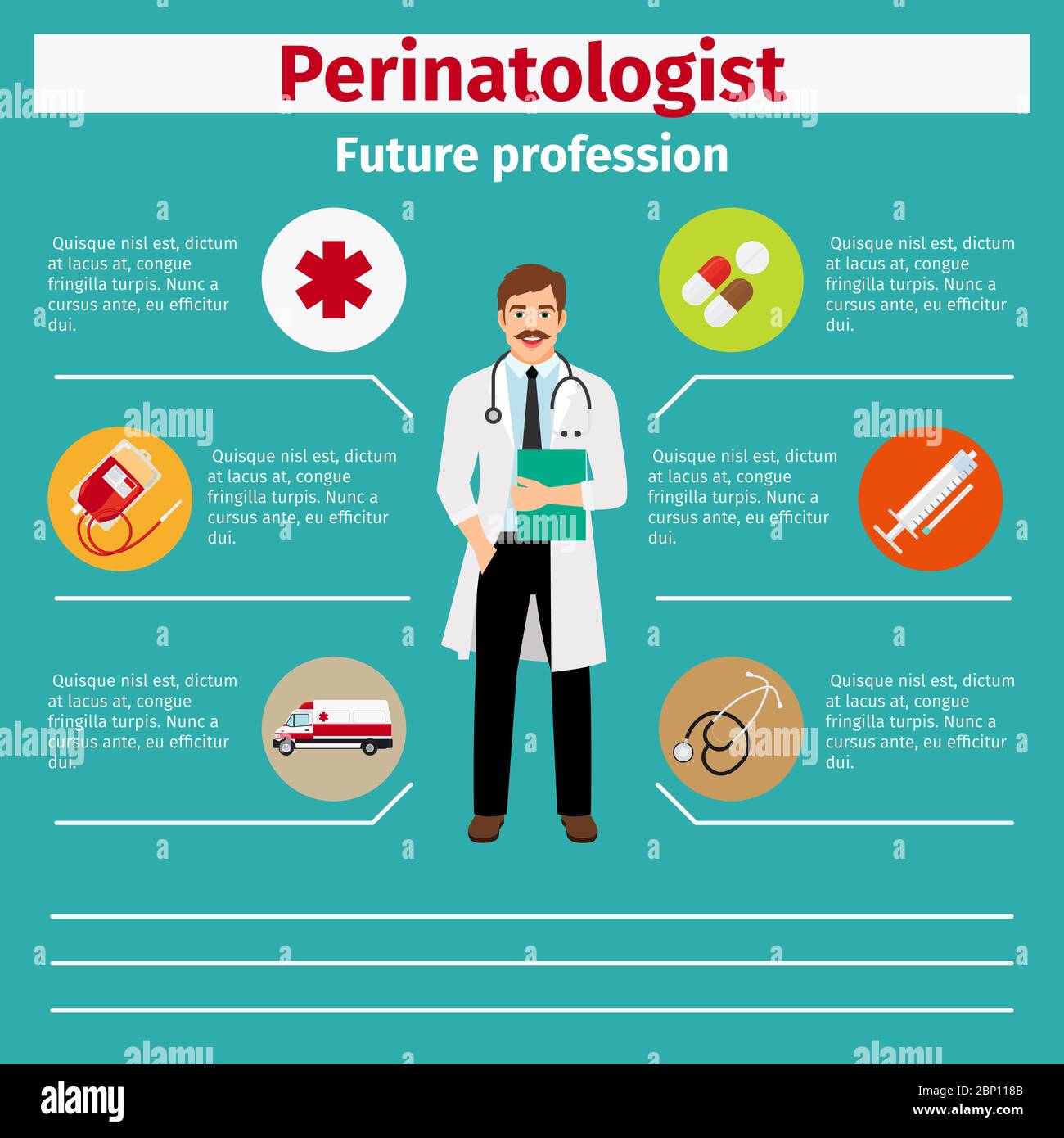 Future profession perinatologist infographic for students, vector ...