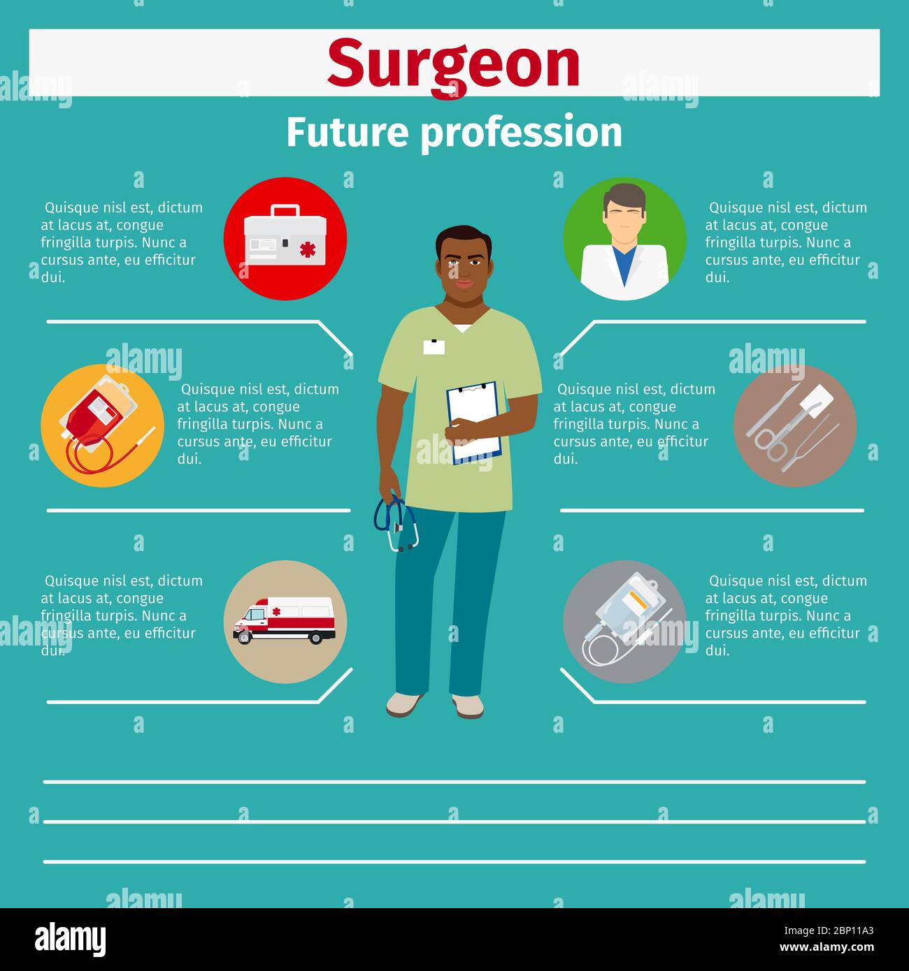 Future profession surgeon infographic for students, vector illustration ...