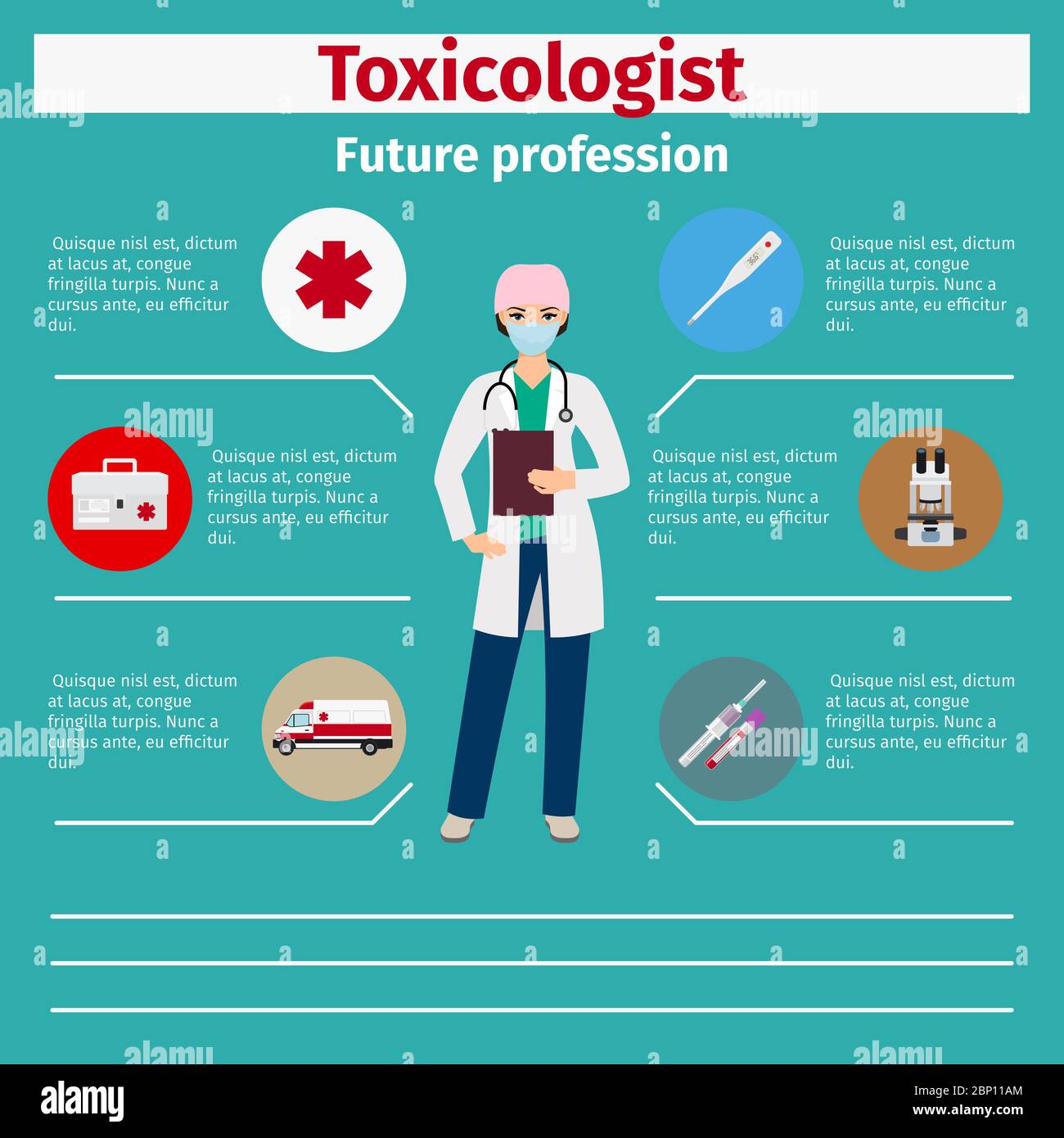 Future profession toxicologist infographic for students, vector ...