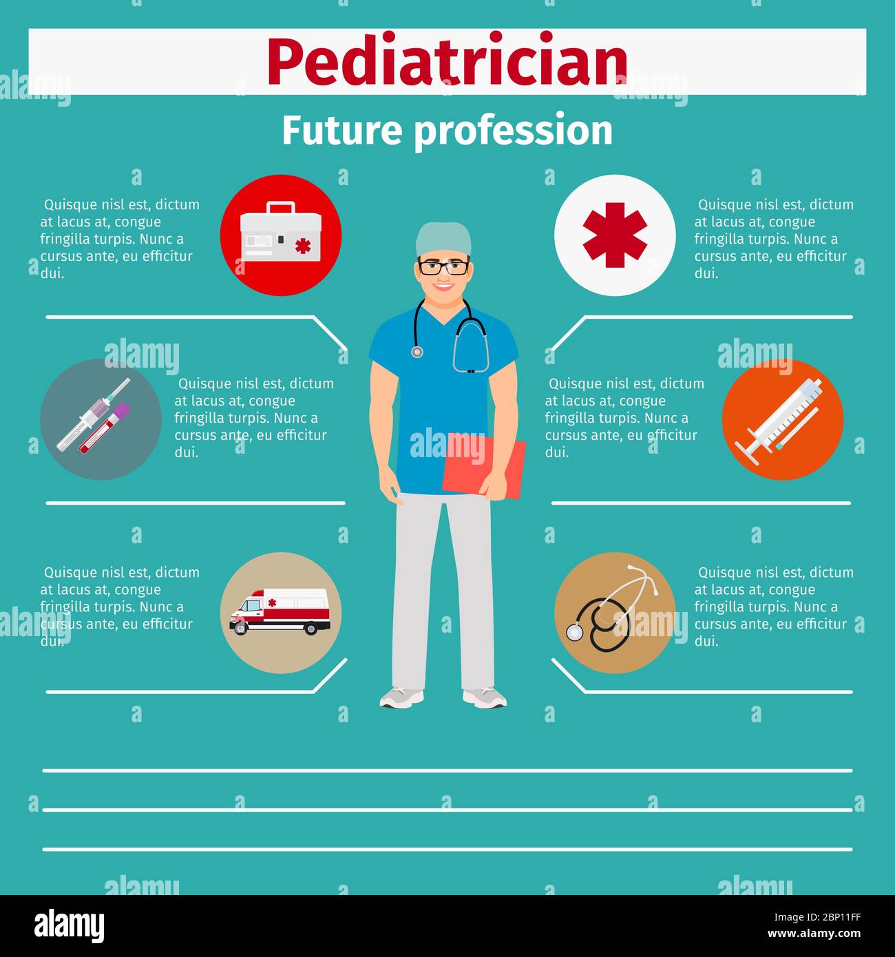 Future profession pediatrician infographic for students, vector ...