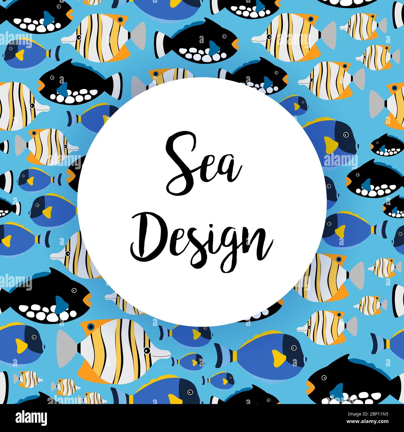 Sea design pattern with ocean fishes, vector illustration Stock Vector ...