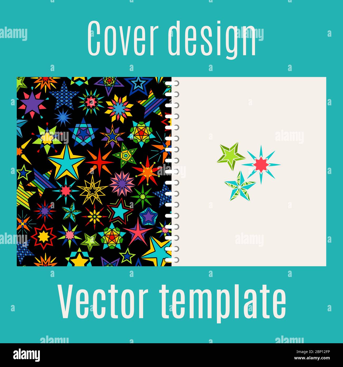 Cover design for print with kaleidoscope stars, vector illustration ...