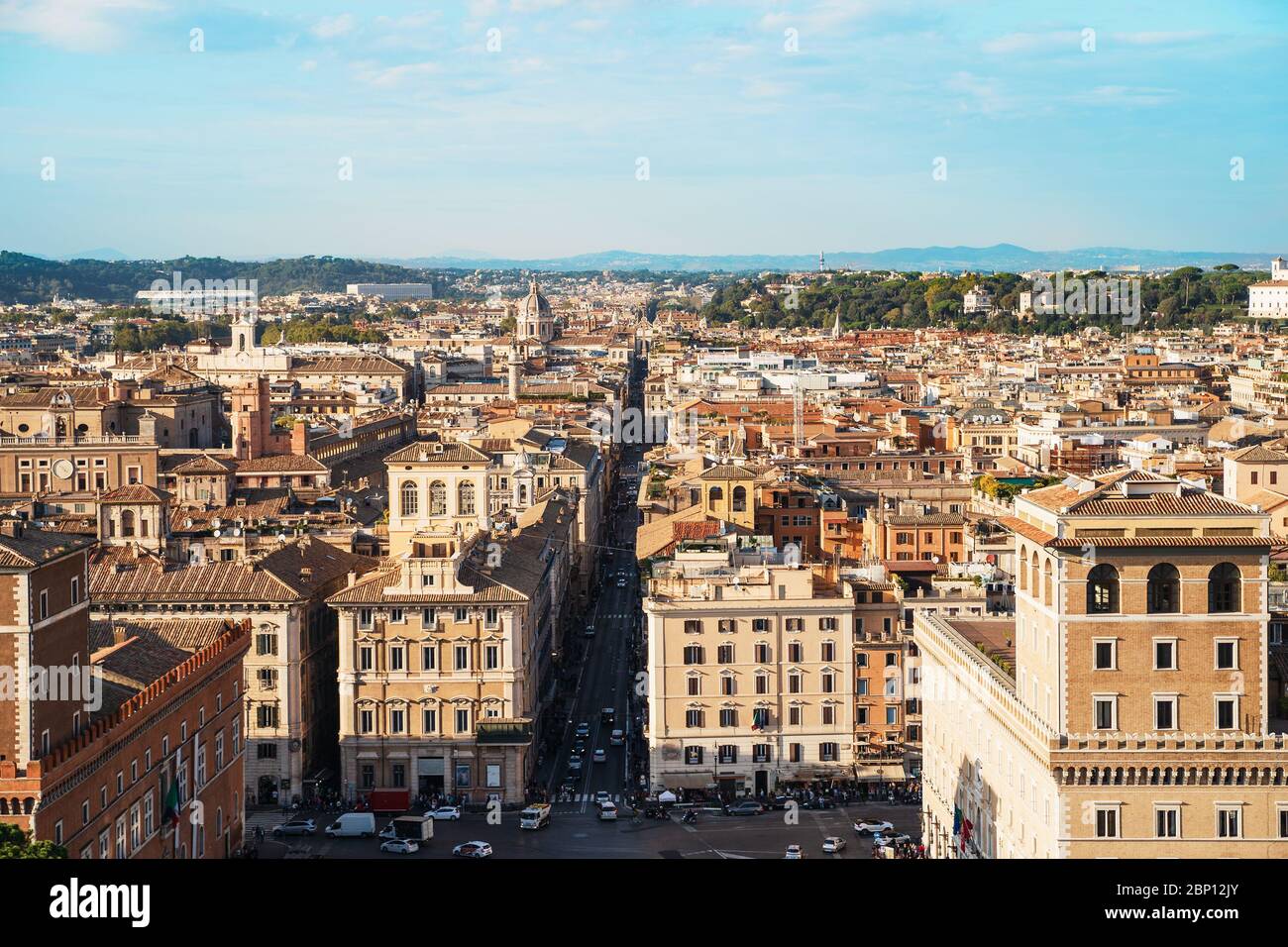 Rome rooftop panoramic view of ancient buildings architecture, Italy ...
