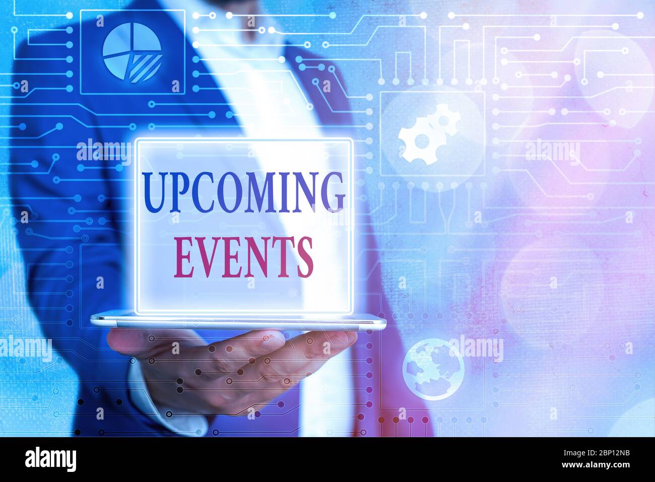 Text sign showing Upcoming Events. Business photo showcasing thing that ...