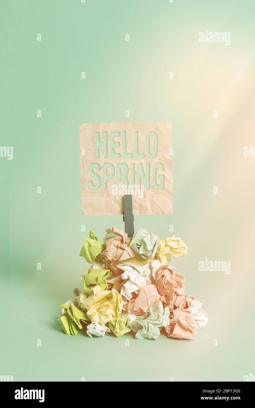 Conceptual hand writing showing Hello Spring. Concept meaning Welcoming ...