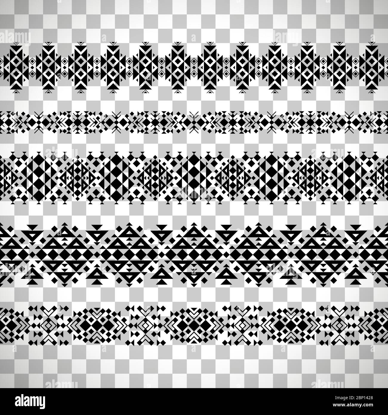 Horizontal vector seamless ethnic pattern or tribal pattern set ...