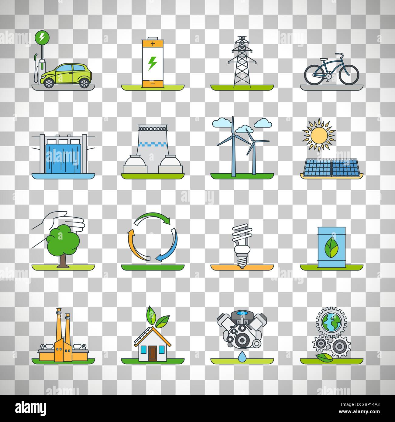 Renewable energy outline icons and green technology thin line icons ...