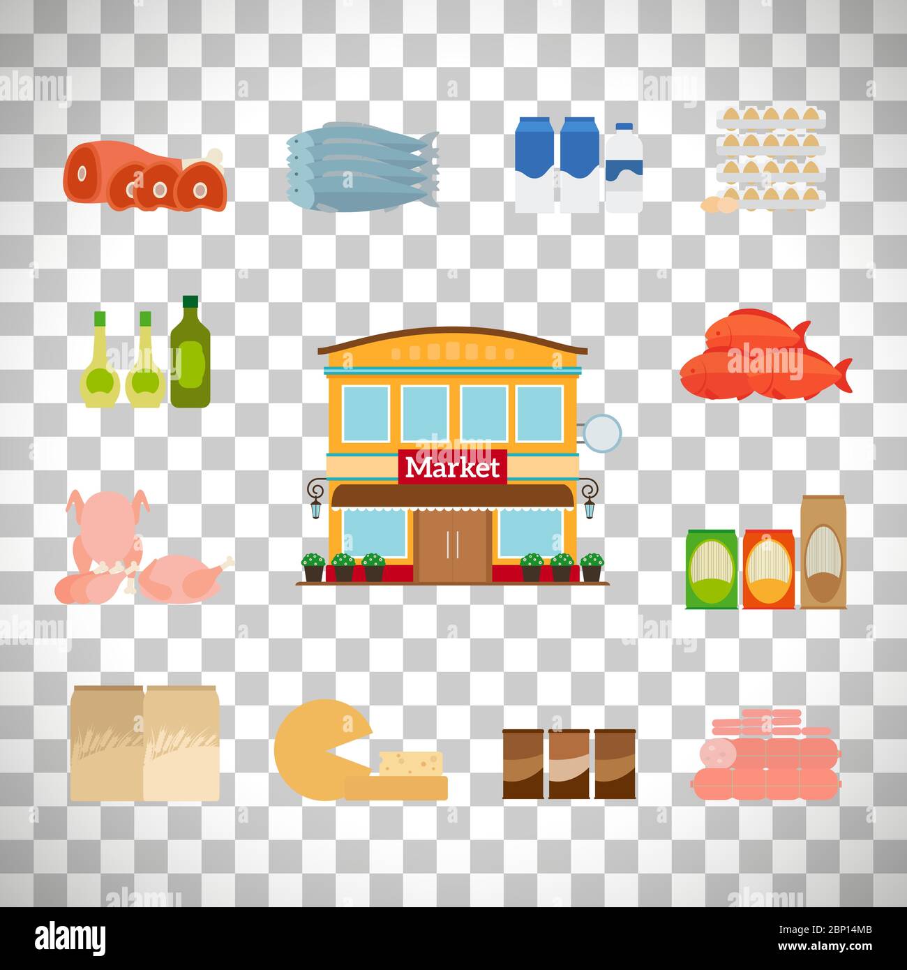 Grocery icons set isolated on transparent background, vector ...