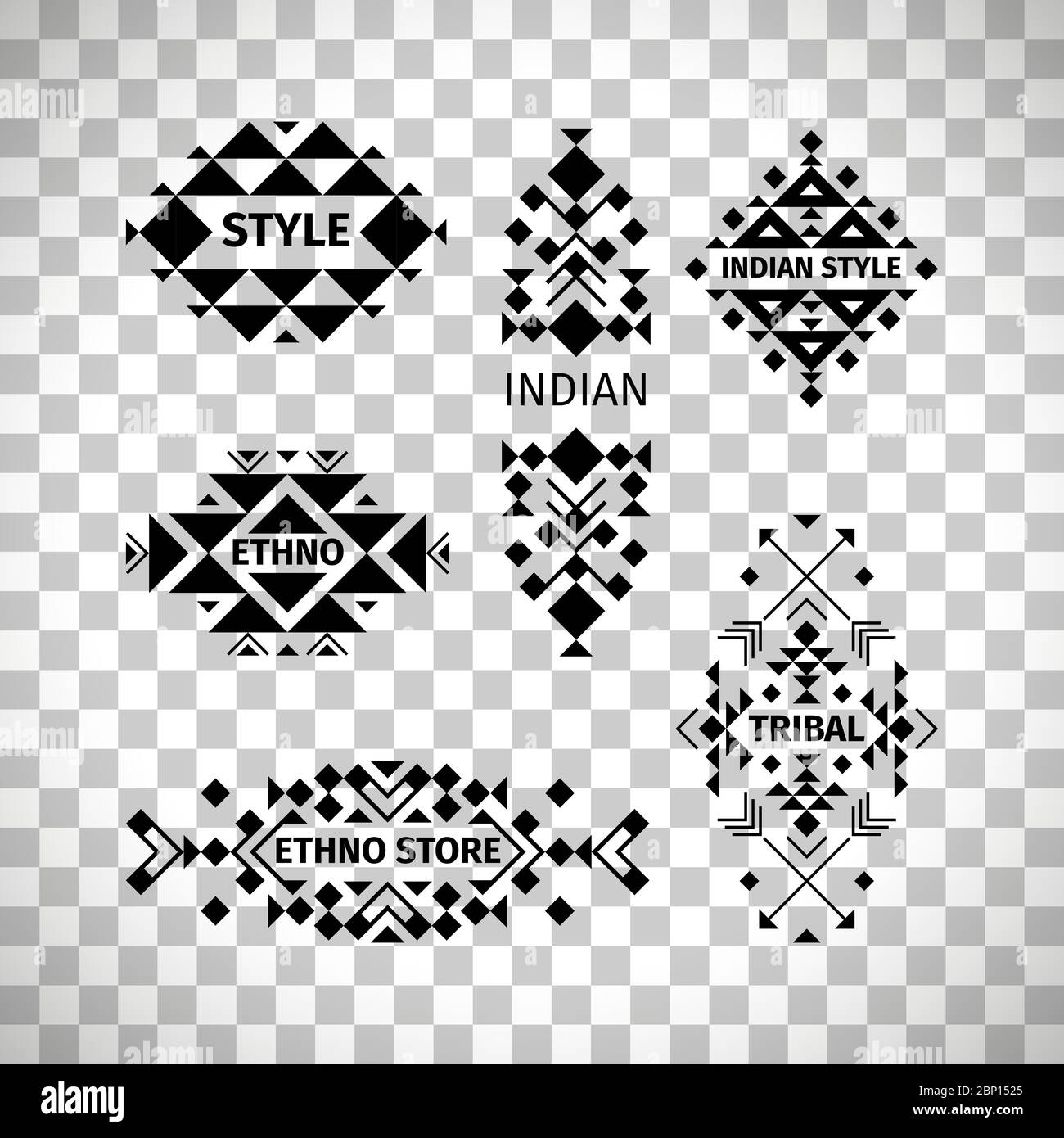 Tribal logo set isolated on transparent background, vector illustration ...
