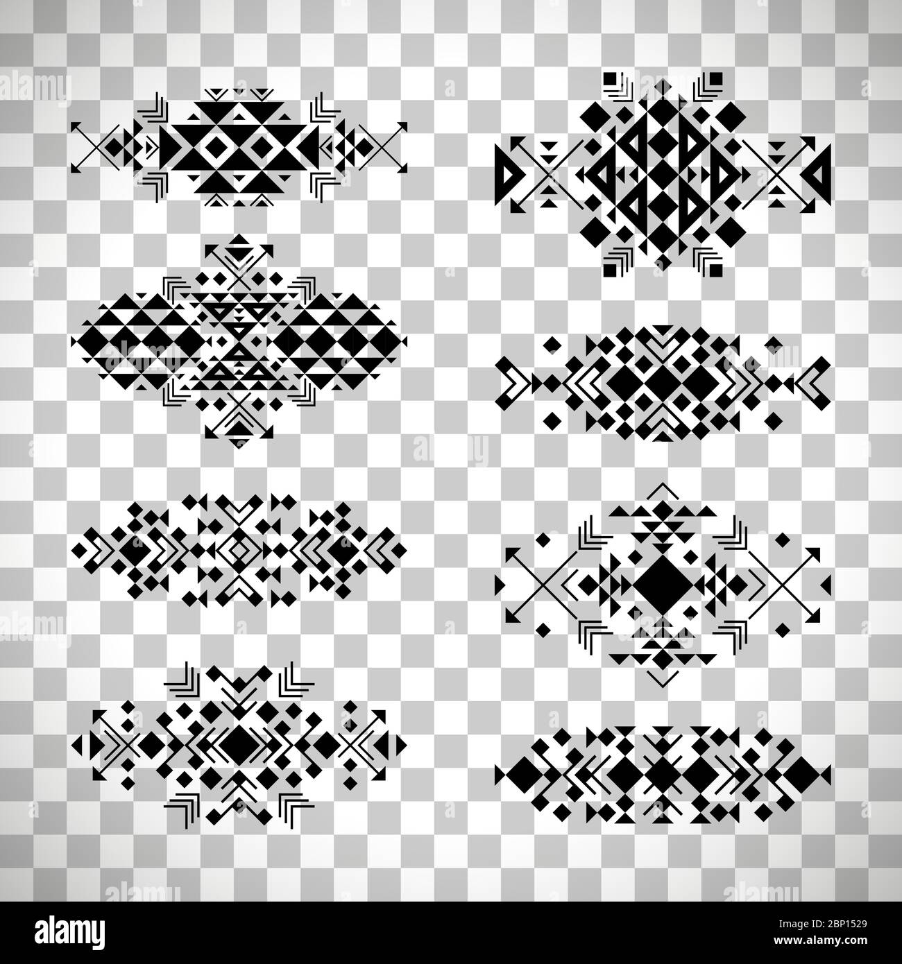 Tribal elements in ethnic style set isolated on transparent background ...