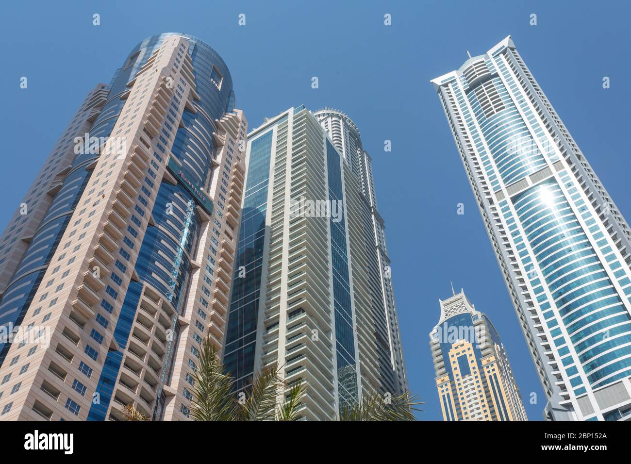 View of tall buildings in Dubai Marina Skyscrapers, Dubai, United Arab ...