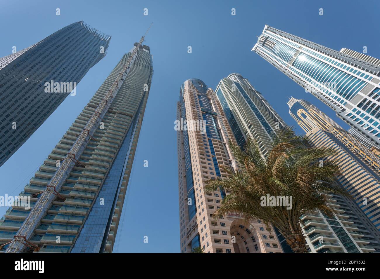 View of tall buildings in Dubai Marina Skyscrapers, Dubai, United Arab ...