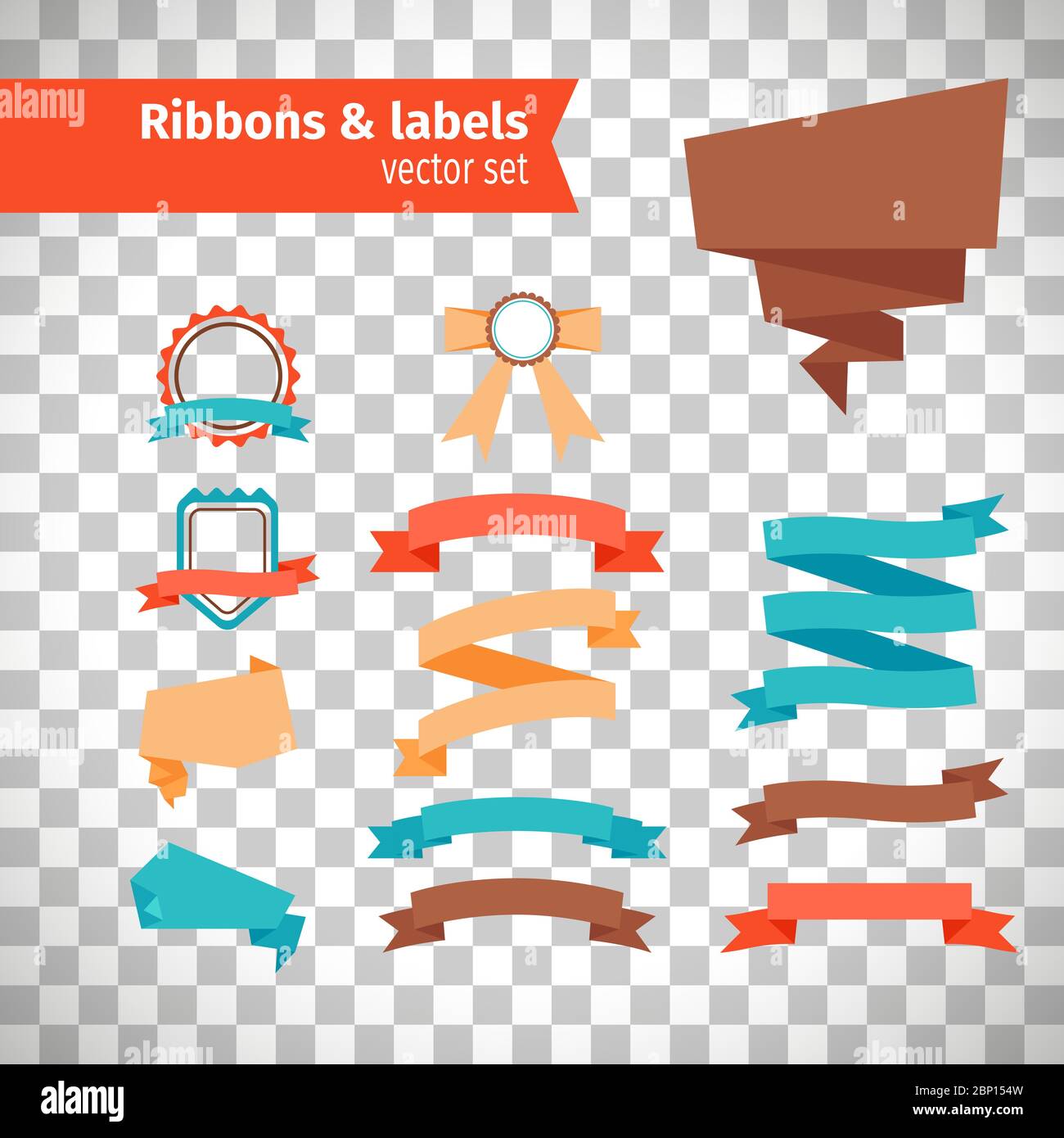 Vector ribbons and labels in modern trendy style isolated on ...