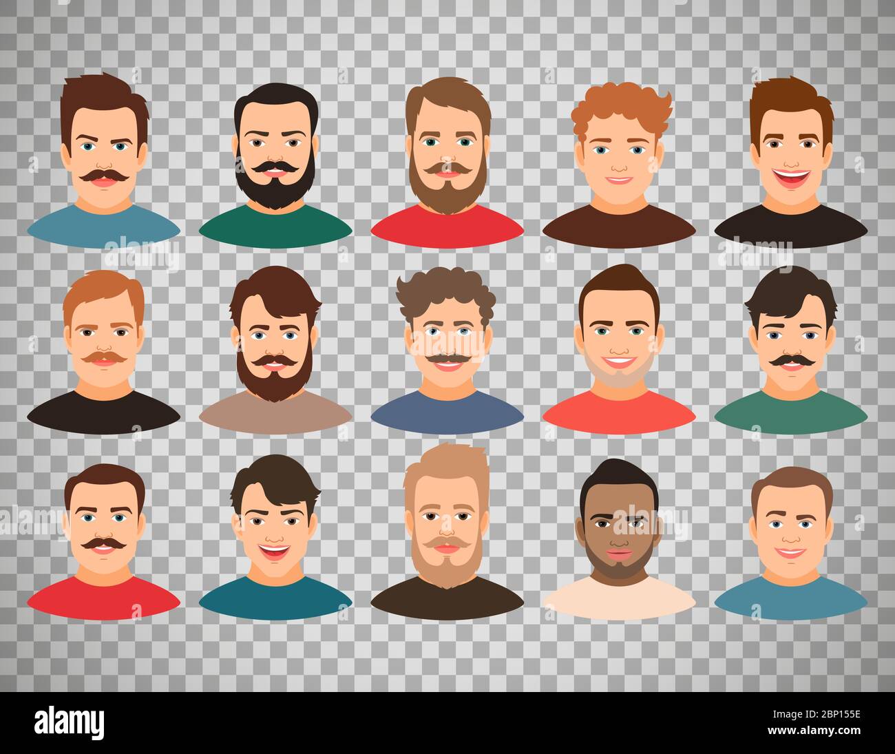 Cartoon handsome young guy portraits with beard or without vector ...