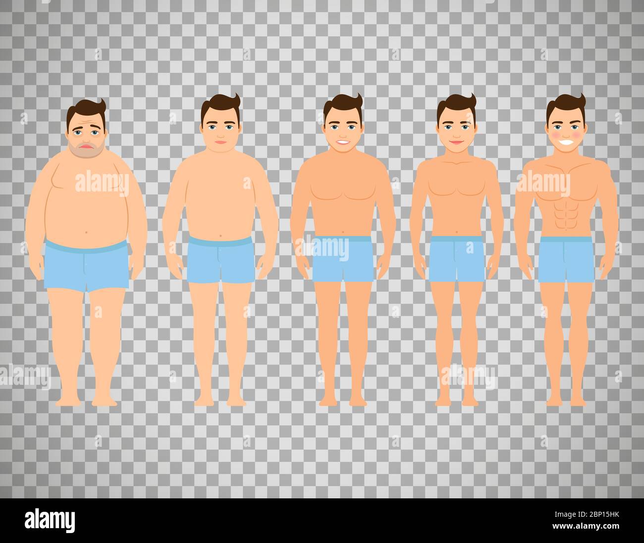 Man before and after a diet. Flat design, vector illustration isolated ...