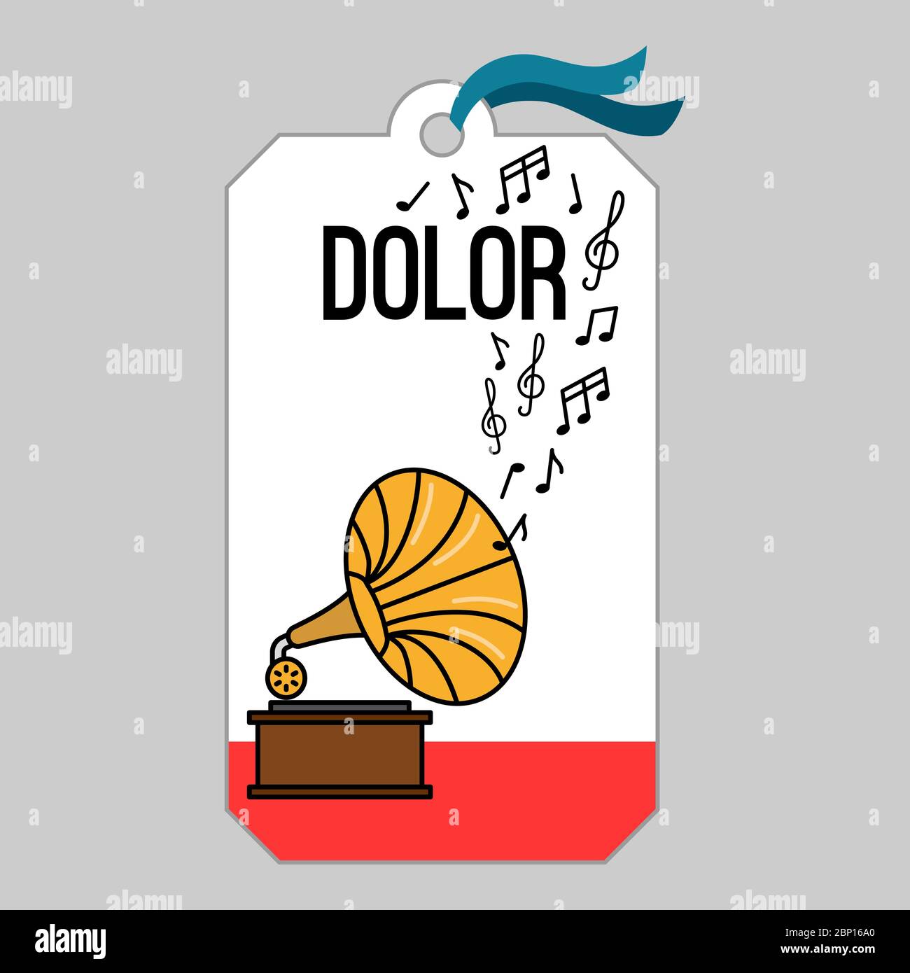 Music tag or musical label or banner with gramophone vector ...