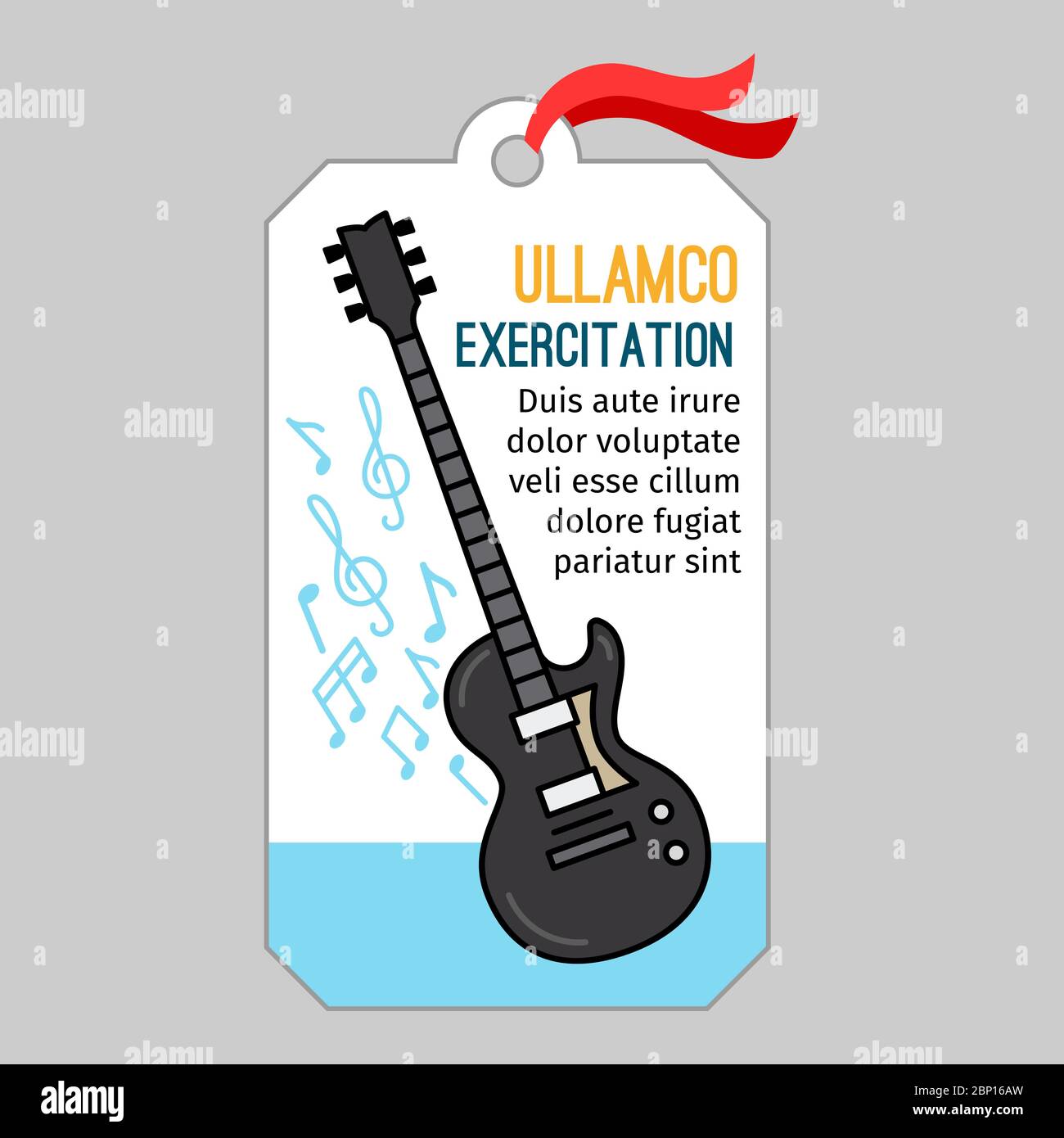 Music tag or musical label or banner with guitar vector illustration ...