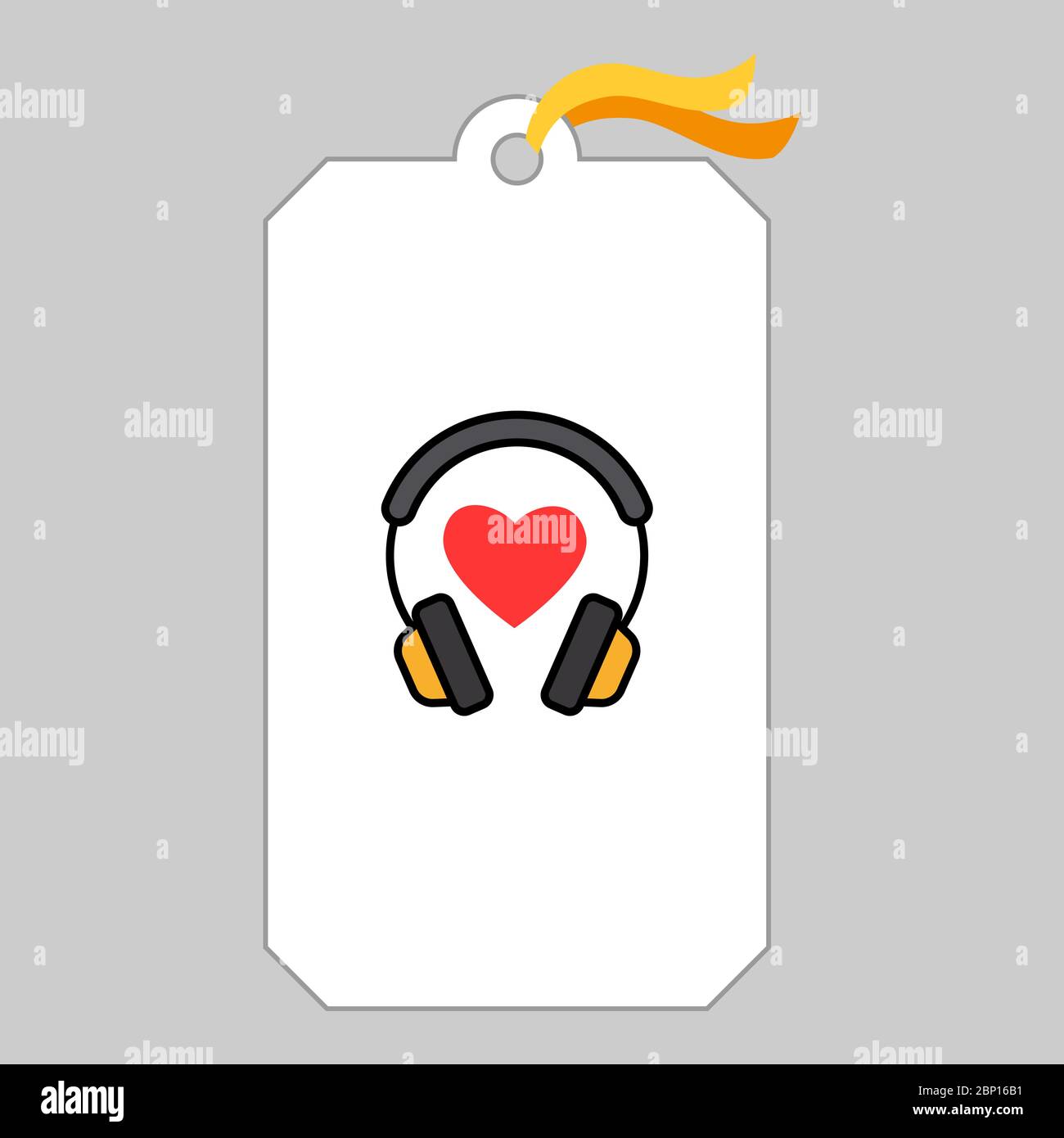Music tag or musical label or banner with headphone and heart vector ...