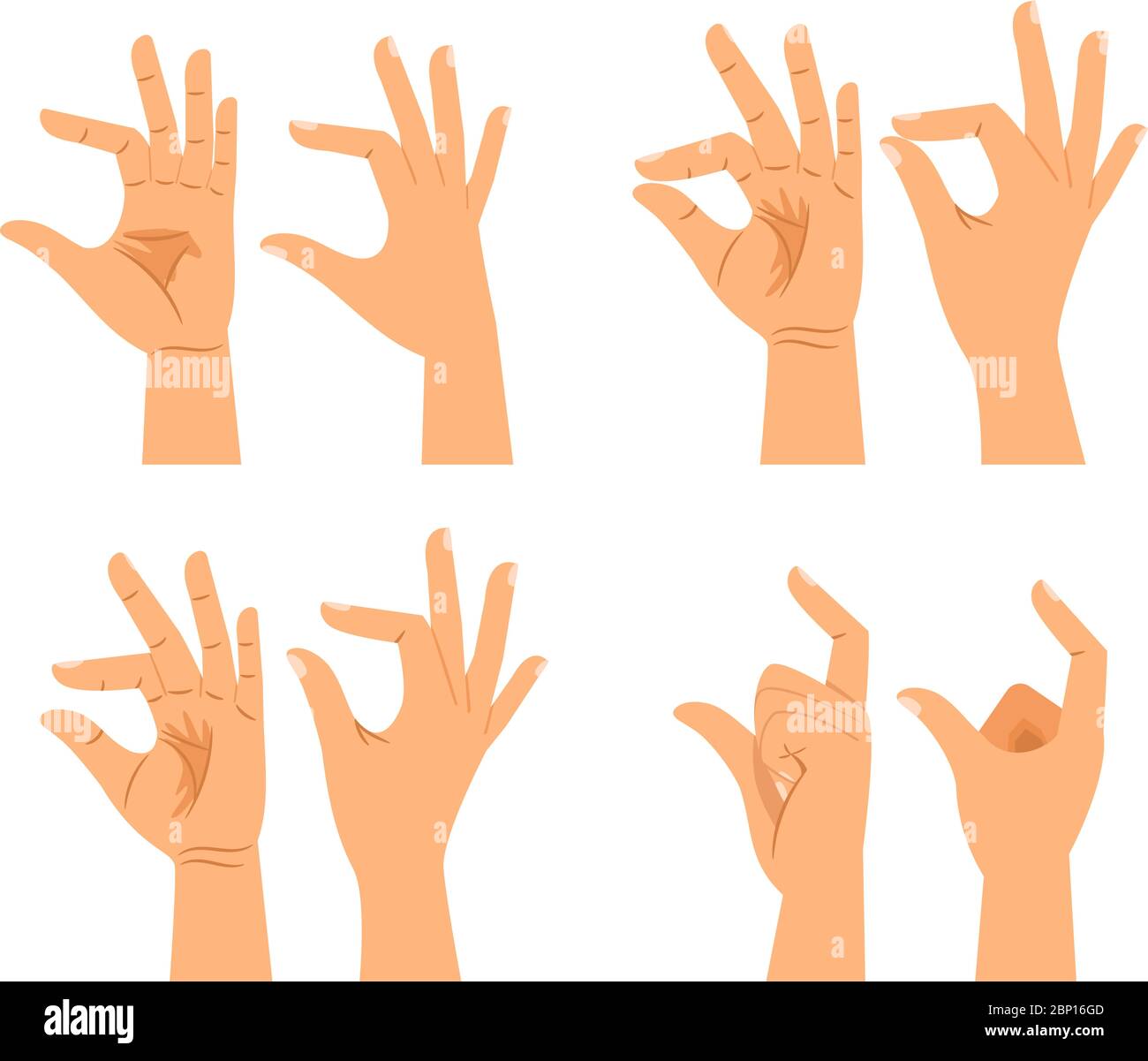 Vector hand size signs or hands thickness gestures isolated on white ...